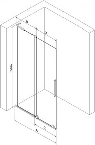 Mexen Velar L, posuvná sprchová zástěna Walk-in 110 x 200 cm, 8mm šedé sklo, černá matná, 871-110-003-43-70