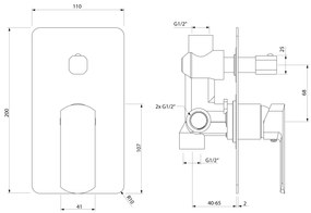 Sapho, MIXONA podomítková sprchová baterie, 2 výstupy, chrom, MG042