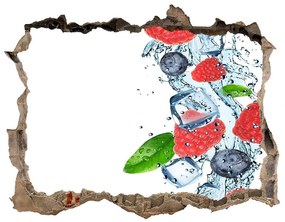 Wallmuralia Nálepka 3D díra Lesní ovoce s ledem 95x64 cm