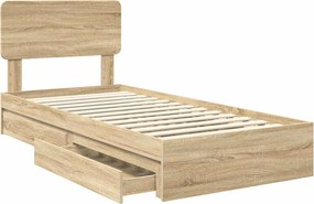 Postel s úložným prostorem se zásuvkou Sonoma dub 100 x 200 cm 3412306