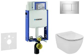 Geberit Kombifix - Modul pro závěsné WC s tlačítkem Sigma20, lesklý chrom/chrom mat + Ideal Standard Tesi - WC a sedátko, Aquablade, SoftClose 110.302.00.5 NU6