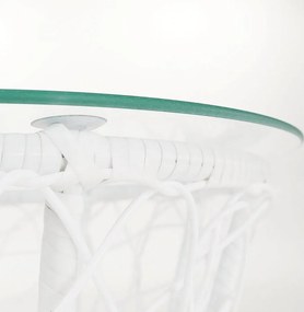 Tempo Kondela Kulatý odkládací  stolek SALMAR NEW umělý ratan, bílá