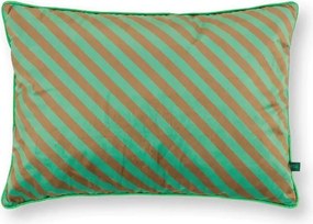 Set puf Block Stripe + polštář Block Stripe 35x50 cm (Zeleně laděný set semišového pufu a pruhovaného polštáře)
