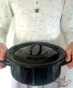 Černý smaltovaný kastrol s poklicí Blacck - Ø20cm - 2,8L