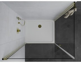 Mexen Pretoria Duo, sprchový kout se 2-křídlými dveřmi 80 (dveře) x 70 (dveře) cm, 6mm čiré sklo, zlatý profil + sprchová vanička, 852-080-070-50-02-4010G