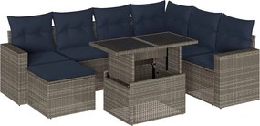 8dílná zahradní sedací souprava s polštáři šedá polyratan 3267441