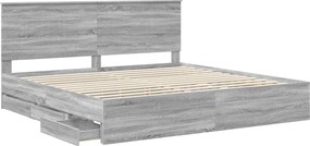Rám postele s čelo Šedá Sonoma 200 x 200 cm Inženýrské dřevo 3411087