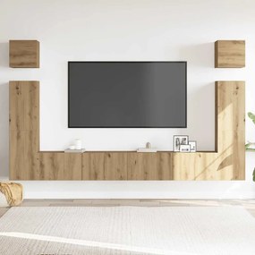Sada 6 kusů nástěnné TV skříňka dub artisan kompozitní dřevo 3329142