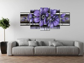 Gario Ručně malovaný obraz Tajemný fialový Vlčí mák - 5 dílný Rozměry: 150 x 70 cm