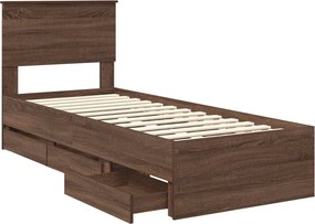 Rám postele se zásuvkou Hnědý dub 75 x 190 cm Inženýrské dřevo 3410762