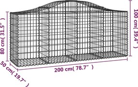 vidaXL Klenuté gabionové koše 14ks 200x50x80/100 cm pozinkované železo [3145631]