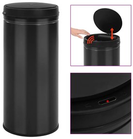 Odpadkový koš s automatickým senzorem 80 l uhlíková ocel černý 322703