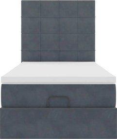 Osmanský rám postele s matracemi tmavě šedá 90x200cm samet 3313446