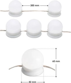 Dekorativní LED osvětlení na zrcadlo, 10 lamp, USB napájení