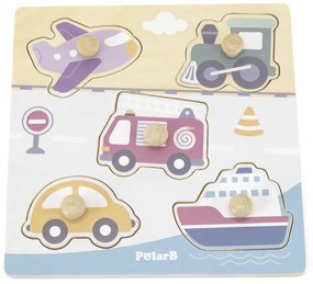 Viga PolarB Dřevěná vkládačka pro děti Vozidla s kolíky
