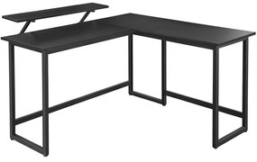 Rohový psací stůl, počítačový stůl ve tvaru L, černý