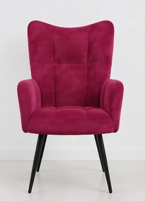 křeslo relaxační, odpočinkové, ušák, kov/samet, 98x63x69 cm, černá/vínová, Dekorino KR20260006