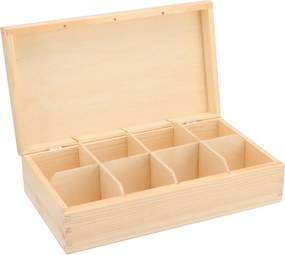 ČistéDřevo Dřevěná krabička na čaj (8 přihrádek)