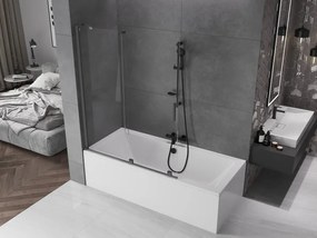 Mexen Velar, 2-křídlová posuvná vanová zástěna 130 x 150 cm, 8mm čiré sklo, broušený grafit, 896-130-000-01-95