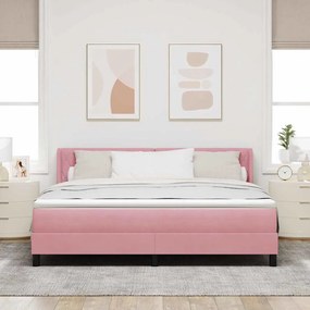 Postel s boxspringem s čelo Růžová 200 x 180 cm samet 3341431