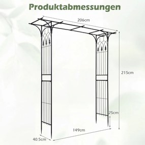 Costway Oblouk růže kovový odolný proti povětrnostním vlivům zahradní oblouk s 4