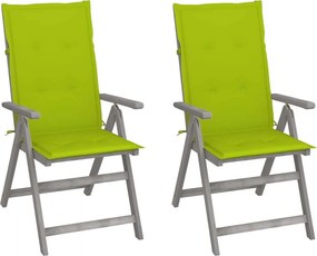 vidaXL Zahradní polohovací židle s poduškami 2 ks masivní akácie [3064712] Barva: Jasně zelená