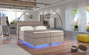 Postel Boxspring Amadeus + LED 200x180, béžová (látka - bao 14)