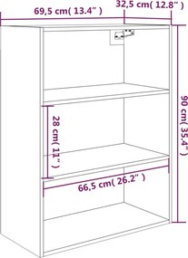 vidaXL Závěsná nástěnná skříňka 69,5 x 32,5 x 90 cm [812315] Barva: Betonová šedá