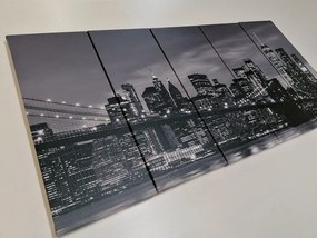 5-dílný obraz okouzlující most v Brooklynu v černobílém provedení - 200x100 cm