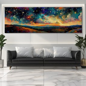 Obraz na plátně - Když hvězdy svítí a slunce zapadá FeelHappy.cz Velikost obrazu: 240 x 80 cm