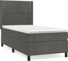 Box spring postel s matrací tmavě šedá 80 x 200 cm samet 3132586