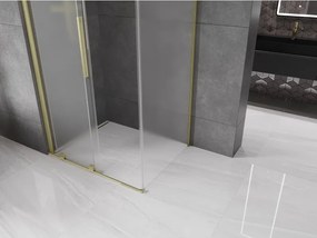 Mexen Velar, sprchový kout s posuvnými dveřmi 100 x 80 cm, 8mm sklo námraza, zlatá matná, 871-100-080-31-55