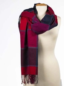 Pashmina / wrap z jemné Merino vlny Navy Red Purple Block 200x76 cm - John Hanly