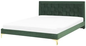 Manželská postel 160 cm LIMO (polyester) (tmavě zelená) (s roštem). 1022885