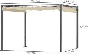 Outsunny pergola cca 3x3m, kovová střecha na terasu, zahradní pavilon s nastavitelnou střechou, volně stojící, ochrana proti UV záření 30+, na terasu…