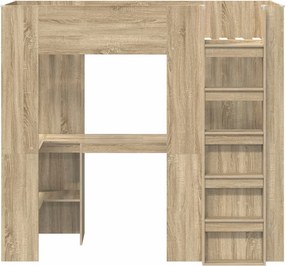 Rám patrové postele se stolem s policí Sonoma dub 75 x 190 cm 3410429