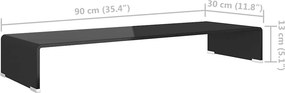 TV stolek / podstavec na monitor sklo černý 90x30x13 cm 244138