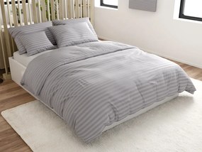 Hotelové povlečení z mikrovlákna JASMINE světle šedé - proužek 2 cm, hotelová kapsa Rozměr povlečení: 2 ks 70 x 90 cm | 200 x 220 cm