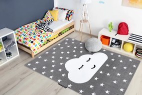 Dywany Łuszczów, Dětský kusový koberec Petit Cloud stars grey, 140x190, šedá, dětský pokoj