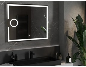 Mexen Onyx podsvícené koupelnové zrcadlo s kosmetickým zrcátkem 100 x 80 cm, LED 6000K, ventilátor - 9813-100-080-611-00