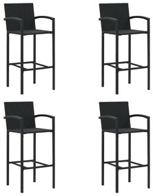 Barové stoličky 4 ks černé polyratan,  313455