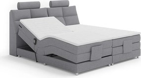 Elektrická polohovací postel, boxspring, šedá, 180x200, POLERMA NEW