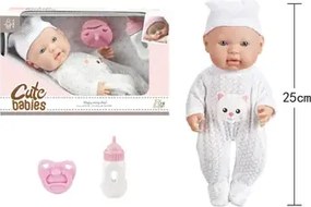 TEDDIES Panenka miminko s dudlíkem a lahvičkou / 25 cm / Pevné tělo /