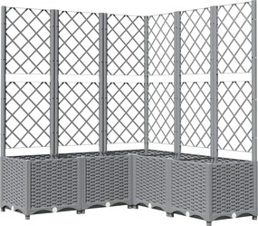 Zahradní truhlík s treláží světle šedý 120 x 120 x 136 cm PP 153278