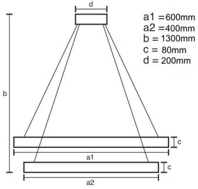 LED Stmívatelný lustr na lanku LED/80W/230V 3000-6500K + dálkové ovládání