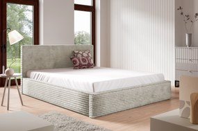 Eka Čalouněná postel STRIPS 120x200 cm Úložný prostor: S kovovým rámem úložného prostoru, Barva látky Tilia: Tmavě modrá (Tilia 77)