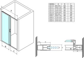 Gelco, SIGMA SIMPLY sprchové dveře posuvné 1100mm, čiré sklo, GS1111