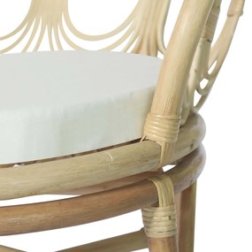 Jídelní židle s poduškou přírodní ratan a lněné plátno,  325475