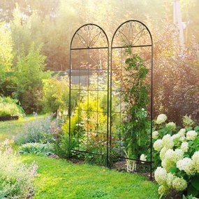 Sada 2 kovových zahradních treláží Outsunny pro popínavé rostliny - 51 x 152 cm černé