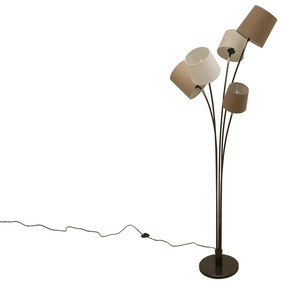 Stojací lampa Levero, 176, bílá, hnědá, béžová